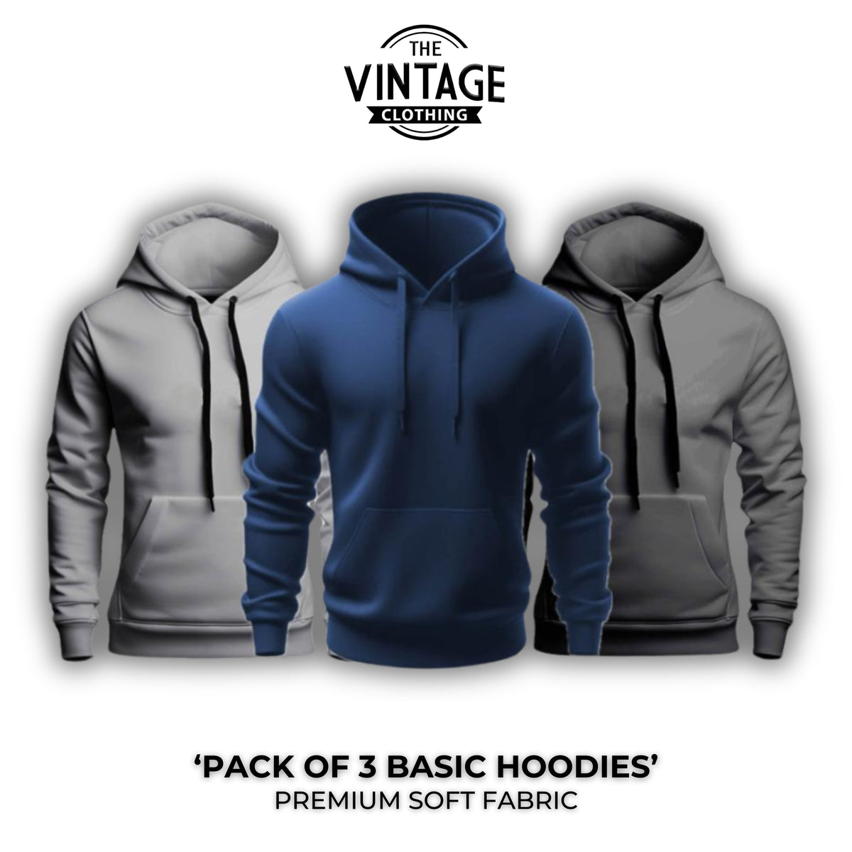 Pack of 3 Basic Hoodies – thevintageclothings
