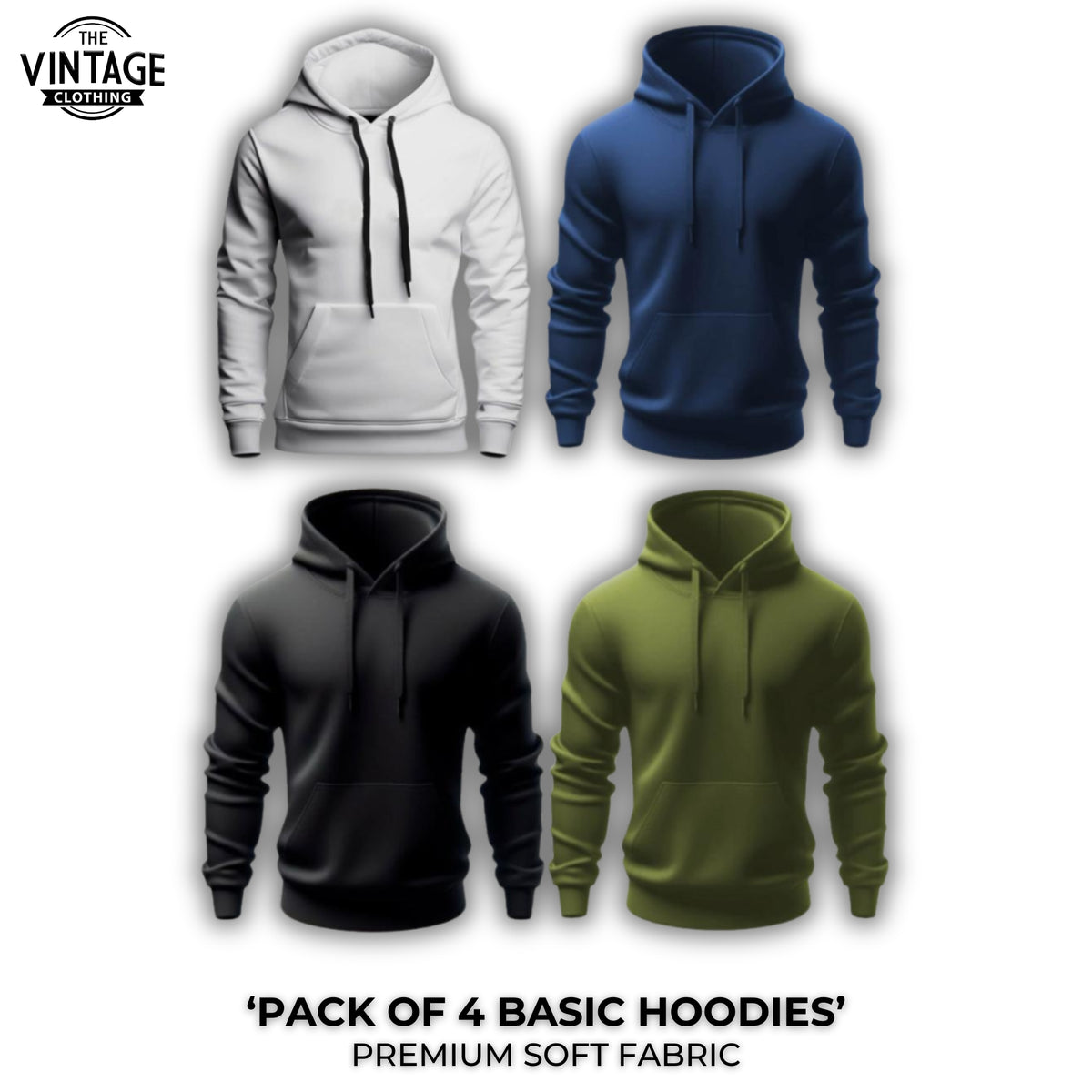 Pack of 4 Basic Hoodies – thevintageclothings